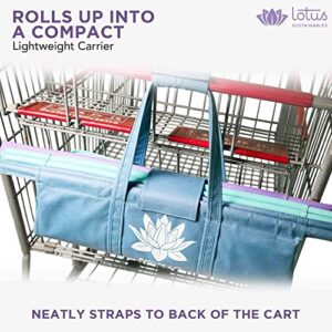 Lotus Trolley Bag -Lrg Club Cart Version-w/LRG COOLER Bag & Egg/Wine holder! Reusable Grocery Cart Bags sized for COSTCO, SAMS, ALDI, HEB & BJ. Eco-friendly 3-Bag Grocery totes