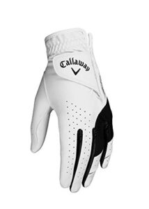 callaway golf x junior golf glove, worn on left hand, medium, white