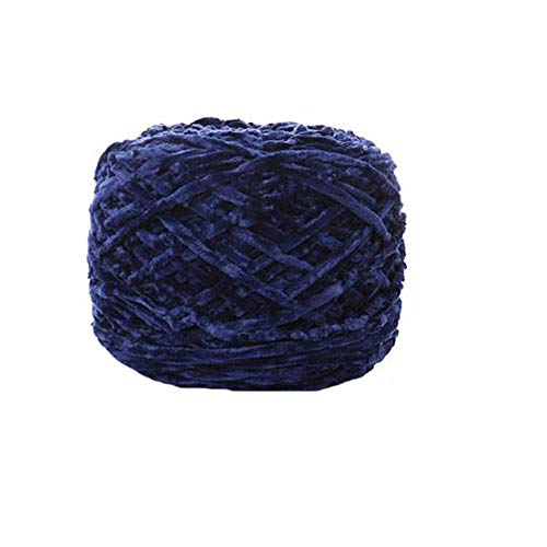 Clisil Navy Blue 8 oz/250g Chenille Yarn,DIY Velvet Chenille Yarn,Bulky Luxury Chenille Yarn for Crochet Hat Scarf