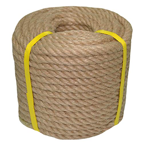 Natural Jute Rope Hemp Rope (1/2 in x 100 ft) Strong Jute Twine for Crafts Gardening Hammock Decorating