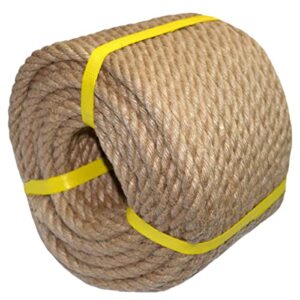 Natural Jute Rope Hemp Rope (1/2 in x 100 ft) Strong Jute Twine for Crafts Gardening Hammock Decorating