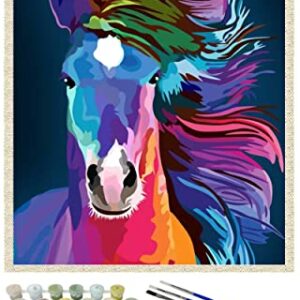 iCoostor Paint by Numbers DIY Acrylic Painting Kit for Kids & Adults Beginner - 16" x 20" Abstract Horse Pattern