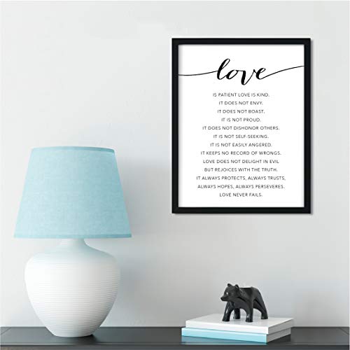 Andaz Press Unframed Black White Wall Art Decor Poster Print, Bible Verses, Love ... always protects, always trusts, always hopes, always perseveres. Love never fails. 1 Corinthians 13:4-8, 1-Pack