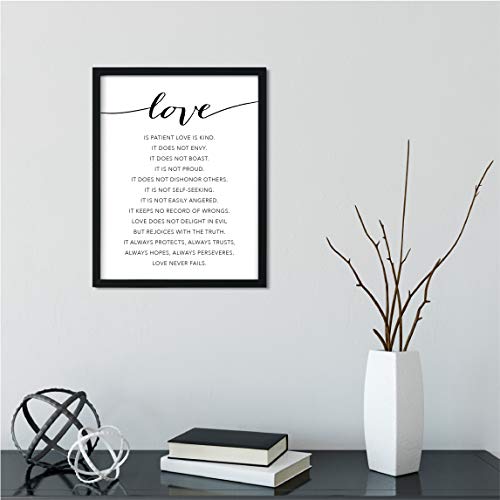 Andaz Press Unframed Black White Wall Art Decor Poster Print, Bible Verses, Love ... always protects, always trusts, always hopes, always perseveres. Love never fails. 1 Corinthians 13:4-8, 1-Pack