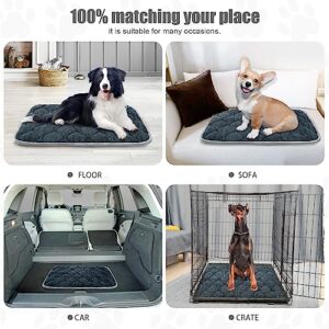 furrybaby Dog Bed Mat Crate Mat with Anti-Slip Bottom Machine Washable Pet Mattress for Dog Sleeping (S 24x18'', Grey Mat)