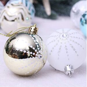 30PCS Christmas Balls Ornaments,60MM Gold&White Painted Shatterproof Festive Wedding Hanging Ornaments Christmas Tree Decoration