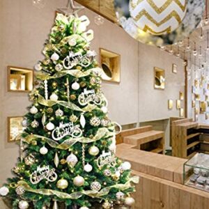 30PCS Christmas Balls Ornaments,60MM Gold&White Painted Shatterproof Festive Wedding Hanging Ornaments Christmas Tree Decoration