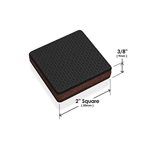 Slipstick GorillaPads CB142 Non-Slip Furniture Pads/Grippers (Set of 8) Furniture Leg Floor Protectors, 2 Inch Square, Black