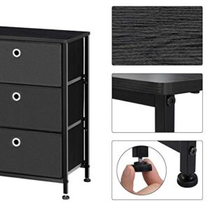 SONGMICS 3-Tier Dresser, Storage Unit with 6 Easy Pull Fabric Drawers, Metal Frame, and Wooden Tabletop, for Closet, Nursery, 31.5", Black