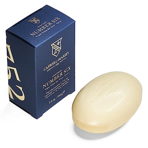 Caswell-Massey Heritage Number Six Luxury Bar Soap, Triple Milled, Moisturizing & Scented Bath Soap for Men & Women for Face, Body and Hands, 5.8 Oz Bath Bar (1 Soap Bar)