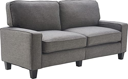 Serta Palisades Upholstered Sofas for Living Room Modern Design Couch, Straight Arms, Soft Fabric Upholstery, Tool-Free Assembly, 73" Sofa,Grey