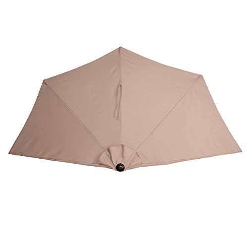 Villacera Half Round Patio Umbrella with Easy Crank – Compact 9ft Semicircle Outdoor Shade Canopy for Balcony, Porch, or Deck (Beige)