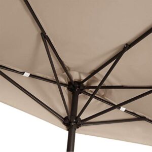 Villacera Half Round Patio Umbrella with Easy Crank – Compact 9ft Semicircle Outdoor Shade Canopy for Balcony, Porch, or Deck (Beige)