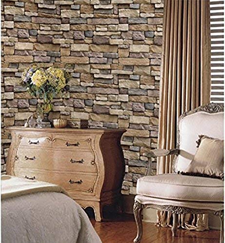 Yancorp 10ft Peel and Stick Wallpaper Stone Brick Contact Paper Waterproof Wall Paper Self-Adhesive Backsplash Decorative Wallpaper Wall Covering