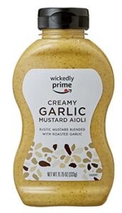 amazon brand - wickedly prime mustard, creamy garlic aioli, 11.75 ounce