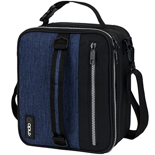 opux Insulated Lunch Box for Men Women Adult, Compact Lunch Bag for Kids Boy Girl Teen, Soft Lunch Cooler Bag for Work School, Leakproof Lunchbox Lunch Pail with Clip-on Buckle, Heather Navy