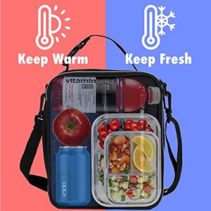 opux Insulated Lunch Box for Men Women Adult, Compact Lunch Bag for Kids Boy Girl Teen, Soft Lunch Cooler Bag for Work School, Leakproof Lunchbox Lunch Pail with Clip-on Buckle, Heather Navy