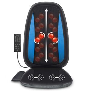 comfier shiatsu back massager with heat -deep tissue kneading massage seat cushion, massage chair pad for full back, electric body massager for home or office chair use, gifts for men, dad