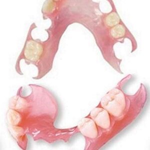 "Nesbit bridge" , Flipper Uppler and Lower Set of Affordability Flexible Valplast Customized Partial Denture (Pink, Valplast)