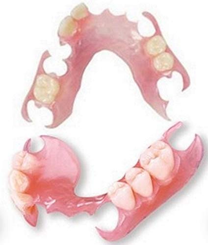 "Nesbit bridge" , Flipper Uppler and Lower Set of Affordability Flexible Valplast Customized Partial Denture (Pink, Valplast)