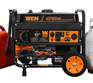 WEN DF475T Dual Fuel 120V/240V Portable Generator with Electric Start Transfer Switch Ready, 4750-Watt, CARB Compliant