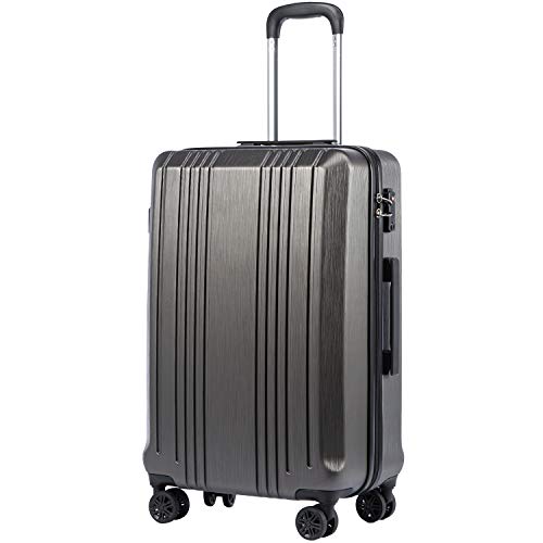 Coolife Luggage Suitcase PC+ABS with TSA Lock Spinner Carry on Hardshell Lightweight 20in 24in 28in (grey, S(20in_carry on))