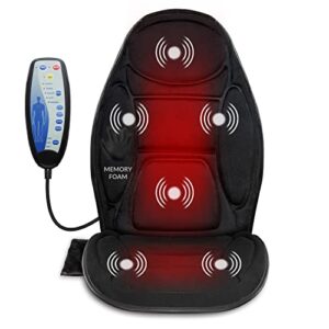 snailax memory foam massage seat cushion - back massager with heat,6 vibration massage nodes & 2 heat levels, massage chair pad for home office chair