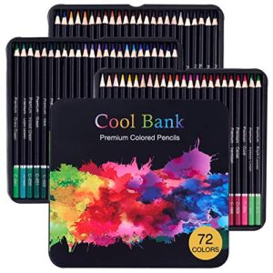 COOL BANK 72 Professional Colored Pencils, Artist Pencils Set with 2 x 50 Page Drawing Pad(A4), Premium Artist Soft Series Lead with Vibrant Colors for Sketching, Shading & Coloring in Tin Box