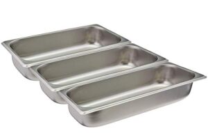 tiger chef third size stainless steel steam table water pan, food pan for food warmer buffet server for parties, restaurants, catering supplies (3, third size)