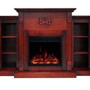 Cambridge Savona 72'' Electric Fireplace with Enhanced Charred Log Insert | Multi-Color Flame | for Rooms up to 210 Sq.Ft | Remote | Cherry Mantel | Dual Heat Settings | Timer