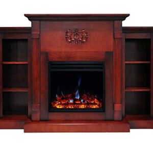 Cambridge Savona 72'' Electric Fireplace with Enhanced Charred Log Insert | Multi-Color Flame | for Rooms up to 210 Sq.Ft | Remote | Cherry Mantel | Dual Heat Settings | Timer