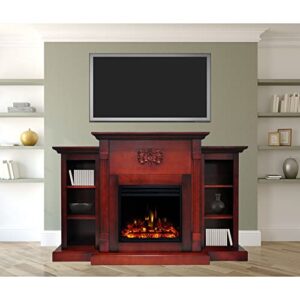 Cambridge Savona 72'' Electric Fireplace with Enhanced Charred Log Insert | Multi-Color Flame | for Rooms up to 210 Sq.Ft | Remote | Cherry Mantel | Dual Heat Settings | Timer