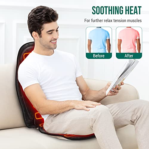 Snailax Back Massage Seat Cushion, Memory Foam Pad, 5 Massage Modes & 2 Heat Settings, Seat Massager for Office Chair,Home Use