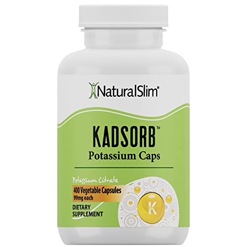 NaturalSlim Kadsorb Natural Potassium Citrate - Supports Electrolyte Balance & Normal PH, Non-GMO & Gluten-Free, Absorbable Potassium Supplement with Essential Minerals - 99 mg 400 Capsules