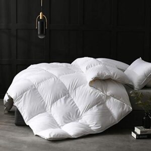 apsmile full/queen size goose feathers down comforter duvet insert - ultra-soft all season down comforter hotel collection comforter, 46 oz fluffy medium warmth (90x90, white)