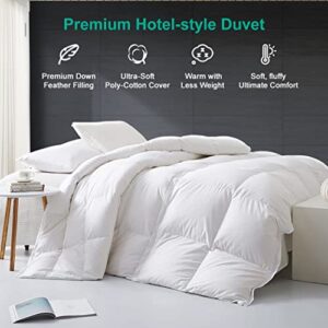 APSMILE Full/Queen Size Goose Feathers Down Comforter Duvet Insert - Ultra-Soft All Season Down Comforter Hotel Collection Comforter, 46 Oz Fluffy Medium Warmth (90x90, White)