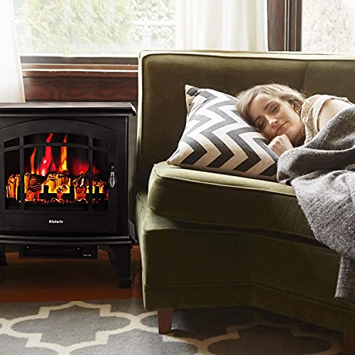 TURBRO Suburbs TS23 Electric Fireplace Heater, 23” FREESTANDING Fireplace Stove with Realistic Adjustable Flame Effect - CSA Certified - OVERHEATING Safety Protection - Remote Control - 1400W, Black