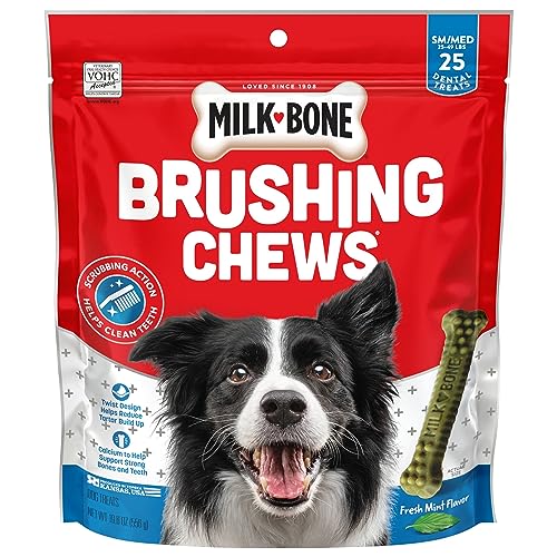 Milk-Bone Fresh Breath Brushing Chews, 25 Small/Medium Daily Dental Dog Treats