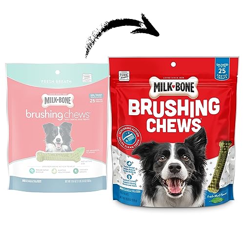 Milk-Bone Fresh Breath Brushing Chews, 25 Small/Medium Daily Dental Dog Treats