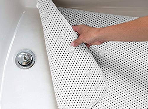 Deluxe Bathtub Mat Non Slip, Soft Foam Bath Mats for Bathroom Tub, Bathtub Mat with Drain Holes, Suction Cups- 36” X 17” - White