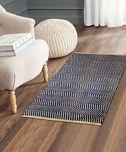 The Home Talk Jute Hemp Cotton Chevron Area Rug | Handcrafted Traditional Rugs | Braided Carpet | Natural Shag Rugs for Entryway Bedroom, Home Décor, Dining Room | Eco-Friendly | 2’ x 3