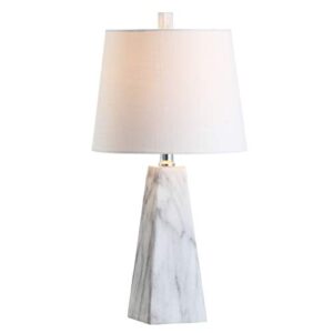 jonathan y jyl1037a owen 20.5" resin led table lamp, contemporary, modern, elegant, office, living room, family room, dining room, bedroom, hallway, foyer, white marble finish