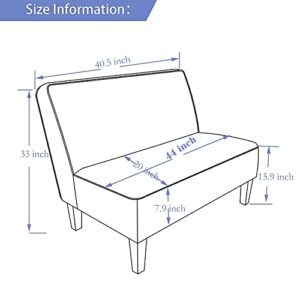 Changjie Furniture Small Loveseat Sofa Couch Upholstered Small Love seat Mini Sofa Couch for Bedroom Living Room (Light Gray)