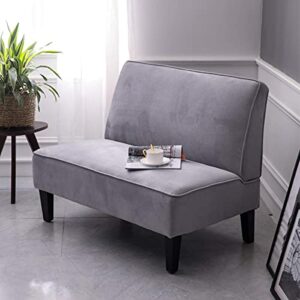 Changjie Furniture Small Loveseat Sofa Couch Upholstered Small Love seat Mini Sofa Couch for Bedroom Living Room (Light Gray)