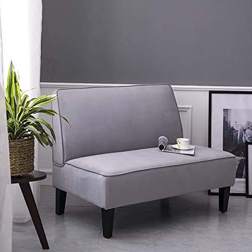 Changjie Furniture Small Loveseat Sofa Couch Upholstered Small Love seat Mini Sofa Couch for Bedroom Living Room (Light Gray)