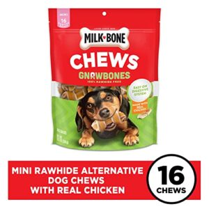 Milk-Bone Gnaw Bones Rawhide Free Dog Chew Treats, Chicken, 16 Mini Knotted Bones