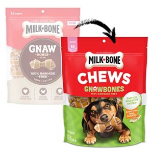 Milk-Bone Gnaw Bones Rawhide Free Dog Chew Treats, Chicken, 16 Mini Knotted Bones