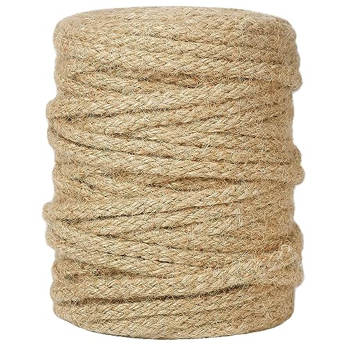 Tenn Well 5mm Jute Twine, 100 Feet Braided Natural Jute Rope, Thick Twine Rope for Crafts, Gift Wrapping, Gardening, Cat Tower Repairing, Macrame Jute Cord