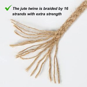 Tenn Well 5mm Jute Twine, 100 Feet Braided Natural Jute Rope, Thick Twine Rope for Crafts, Gift Wrapping, Gardening, Cat Tower Repairing, Macrame Jute Cord