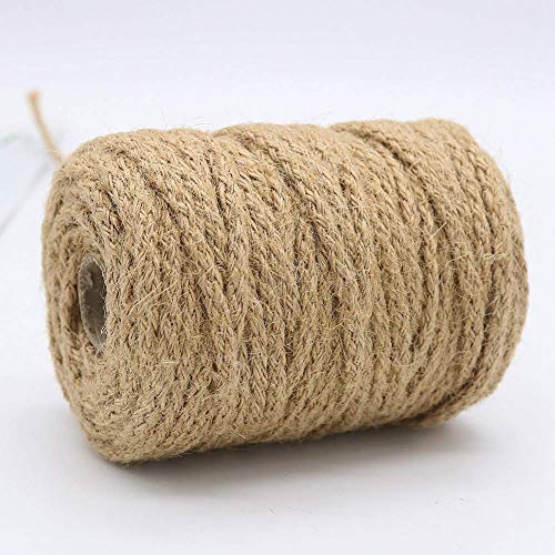 Tenn Well 5mm Jute Twine, 100 Feet Braided Natural Jute Rope, Thick Twine Rope for Crafts, Gift Wrapping, Gardening, Cat Tower Repairing, Macrame Jute Cord